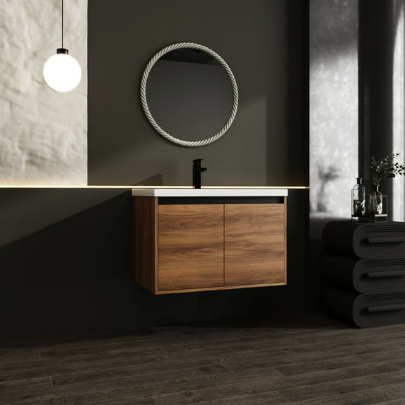 Bathroom Vanity Set / 30-Inch Brown with Resin Countertop Sink ...