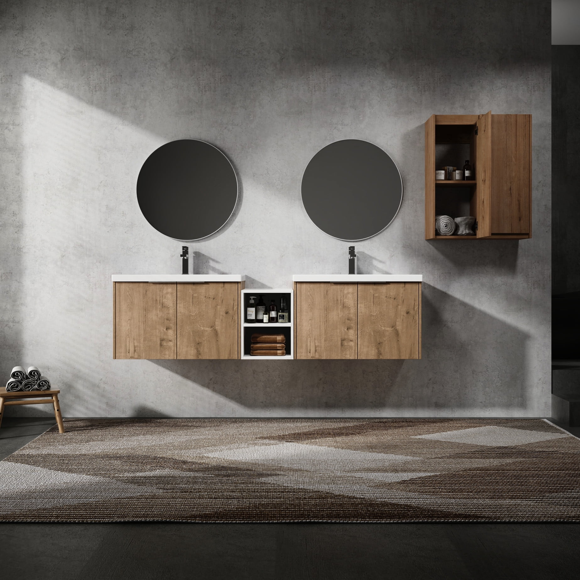 Bathroom Vanity Set with Sink and Side Units | Contemporary Style for ...