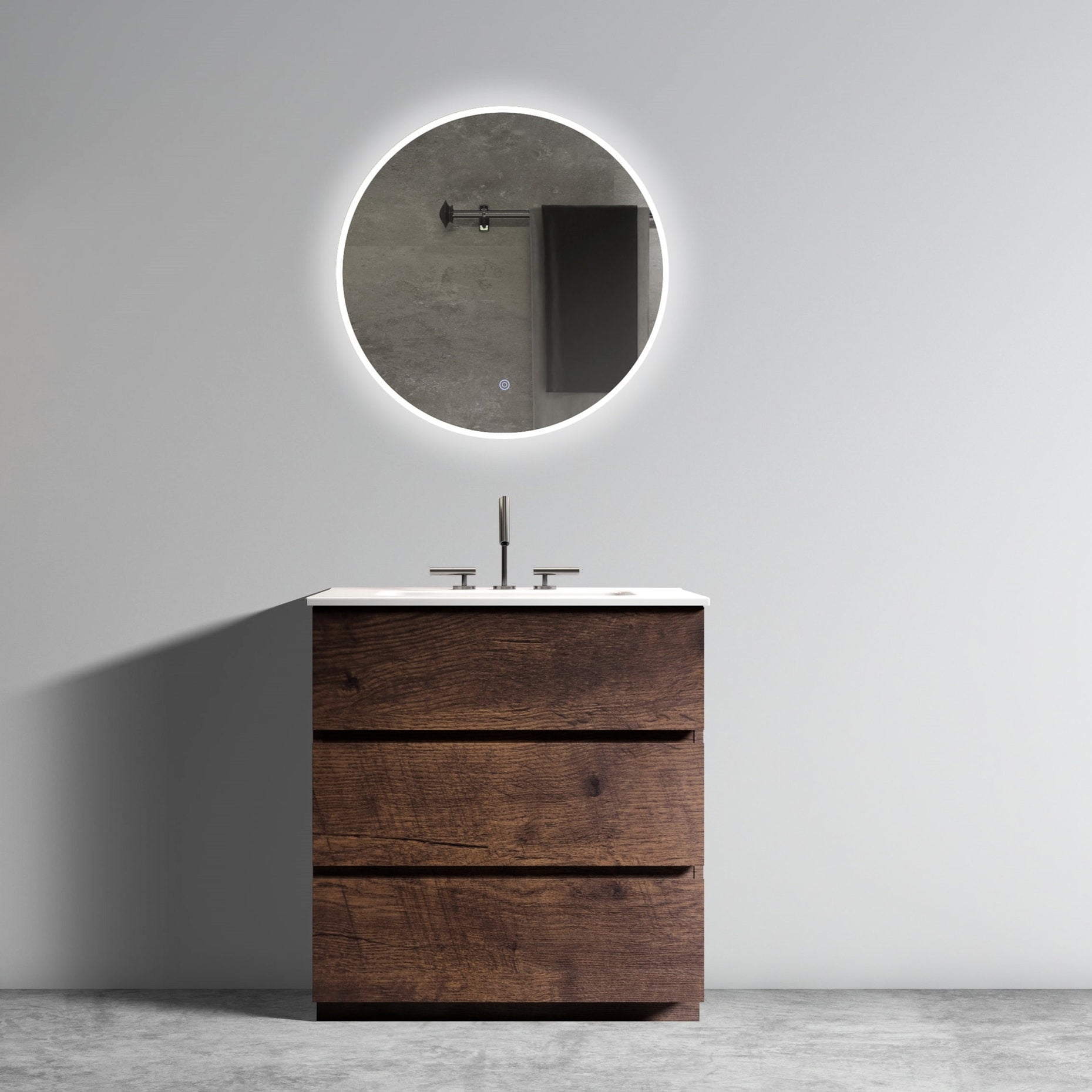 Bathroom Vanity Setup | Maximized Storage Function | Sleek Gray and ...