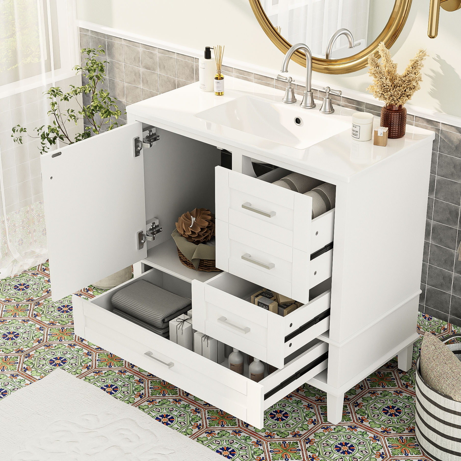 Bathroom Vanity | Timeless White Color, Compact Size for Small Spaces ...