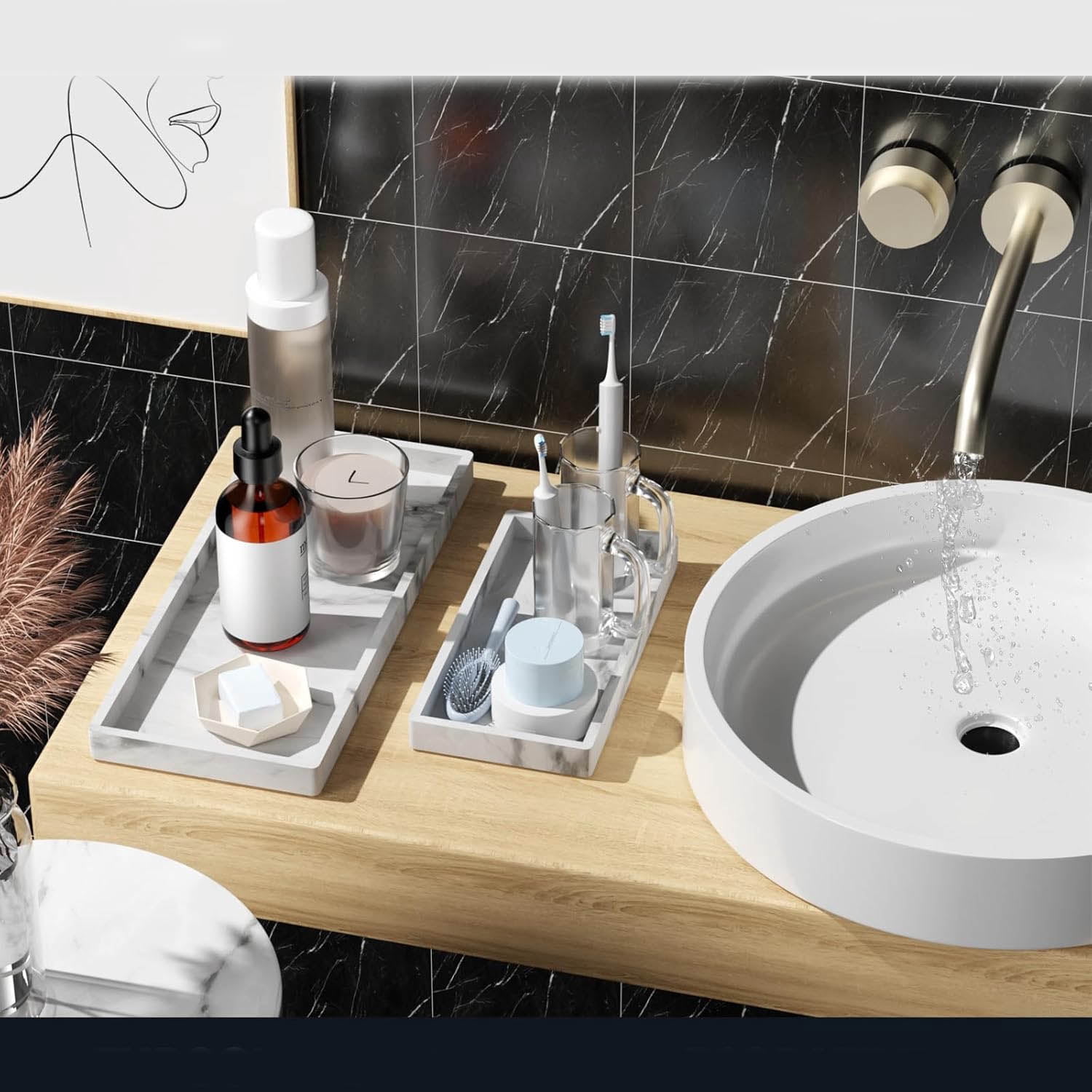 Bathroom Vanity Tray - Silicone Trays for Counter, Perfume Key Trinket ...