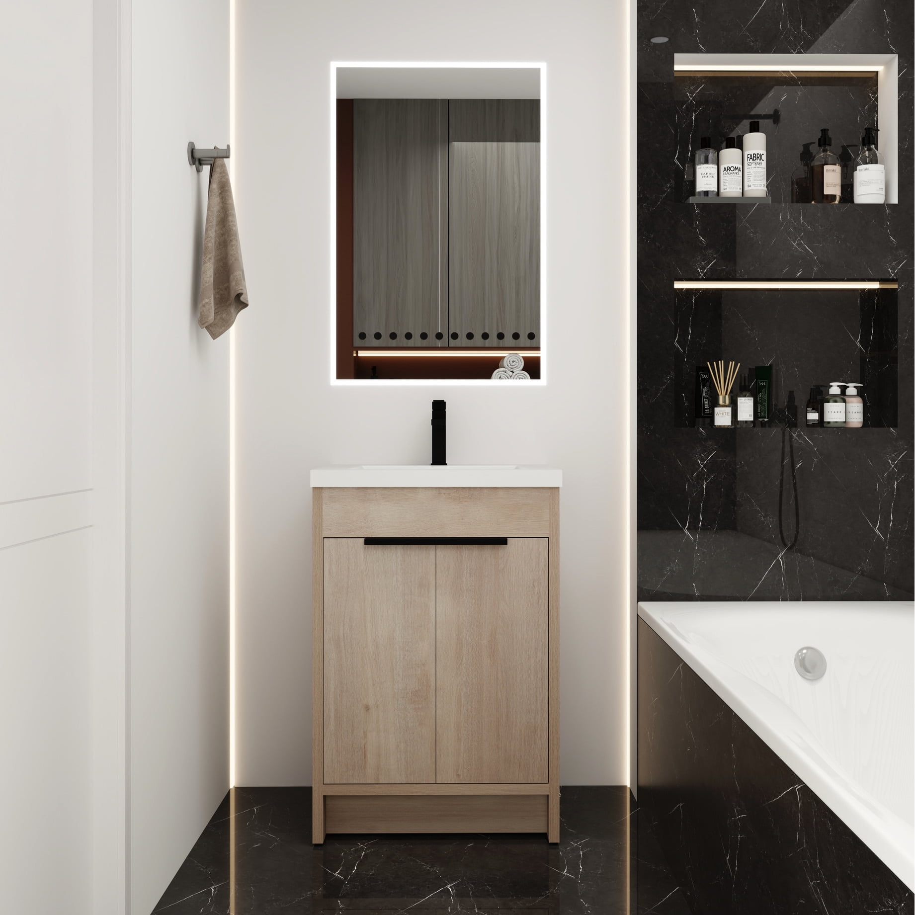 Bathroom Vanity Unit / 18.3x24x35 inches, Soft Closing Doors / Solves ...