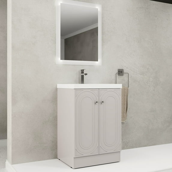 Bathroom Vanity Unit / 24" Contemporary Design, Resin Sink, Adjustable ...