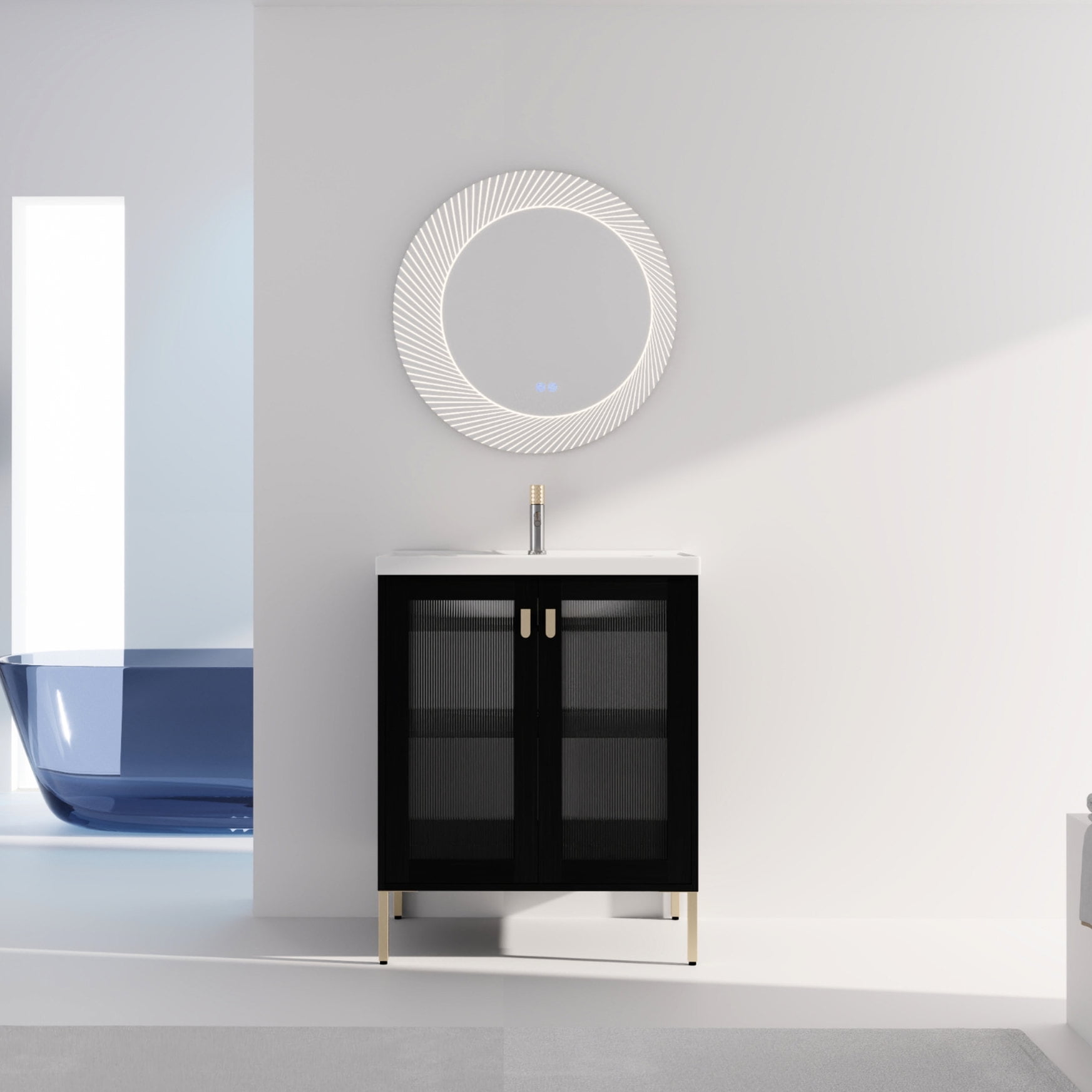 Bathroom Vanity Unit / 34.8 in Height, 2 Doors, Soft Closing Hinges ...