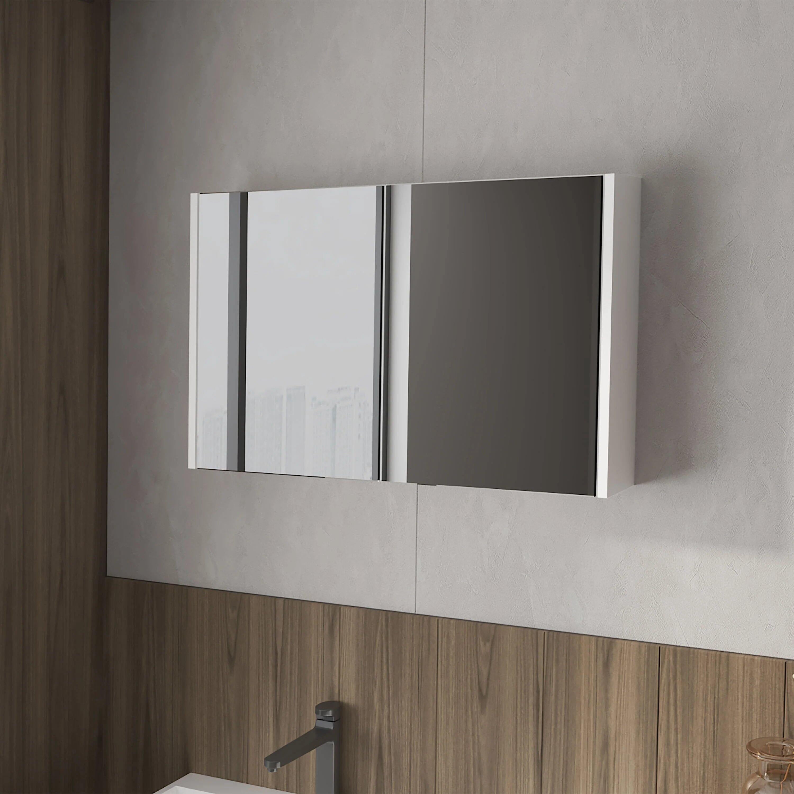 Bathroom Vanity, White Medicine Cabinet with Included Mirrors and 2 ...