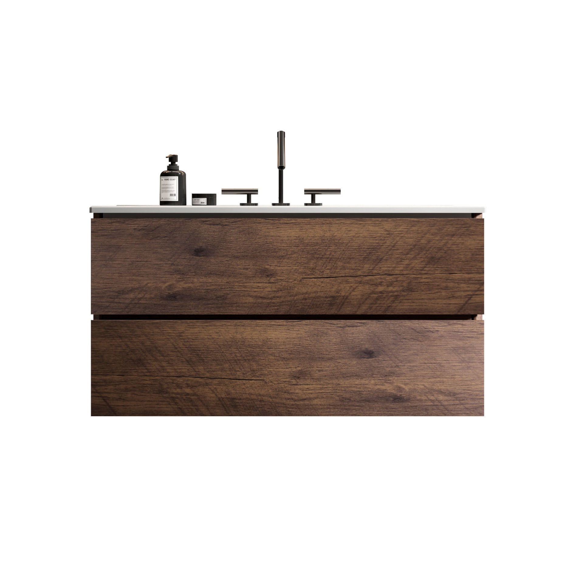 Bathroom Vanity, White + Walnut, Soft - Closing Silent Drawers ...