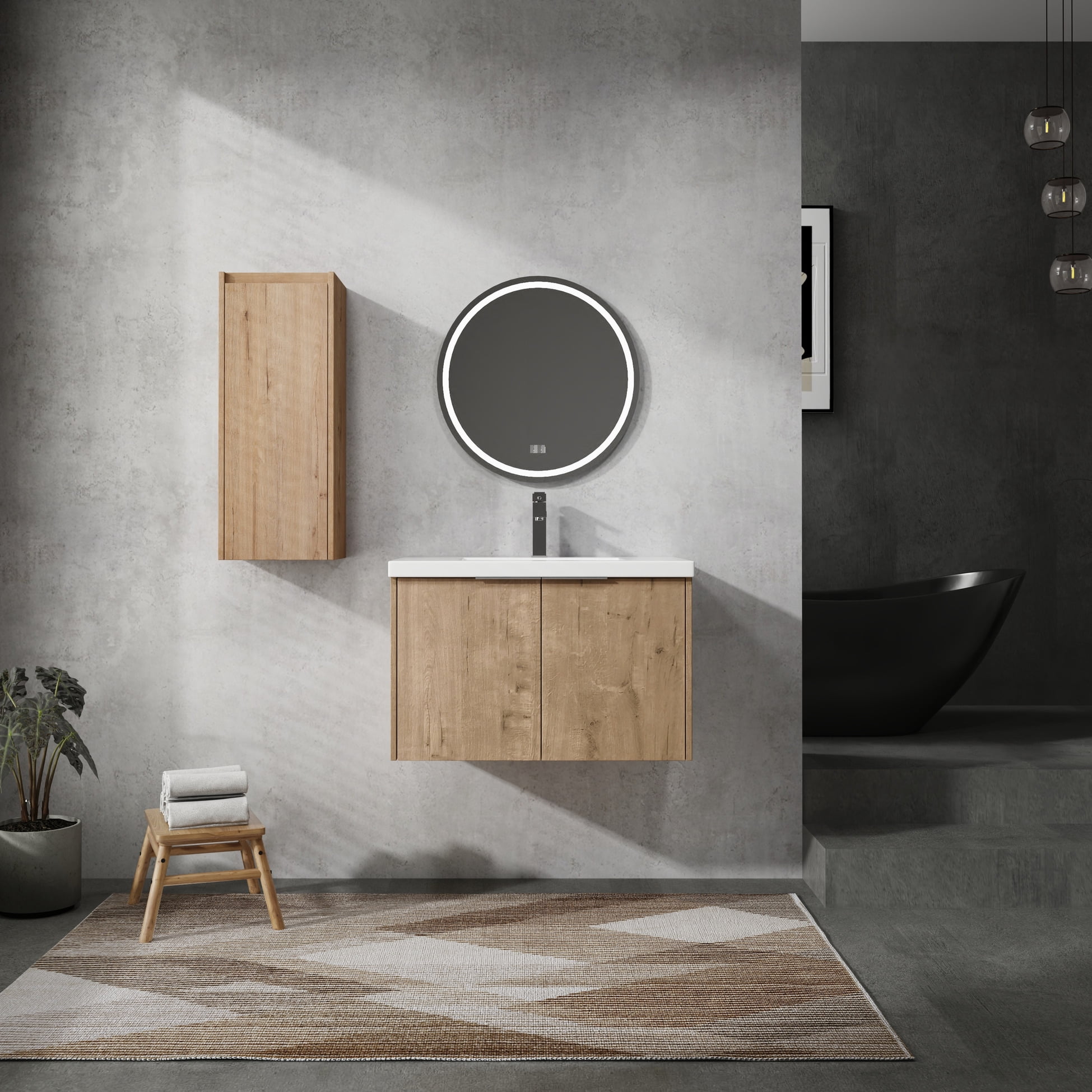 Bathroom Vanity With Sink & Side Cabinet - Structure, Modern Design ...