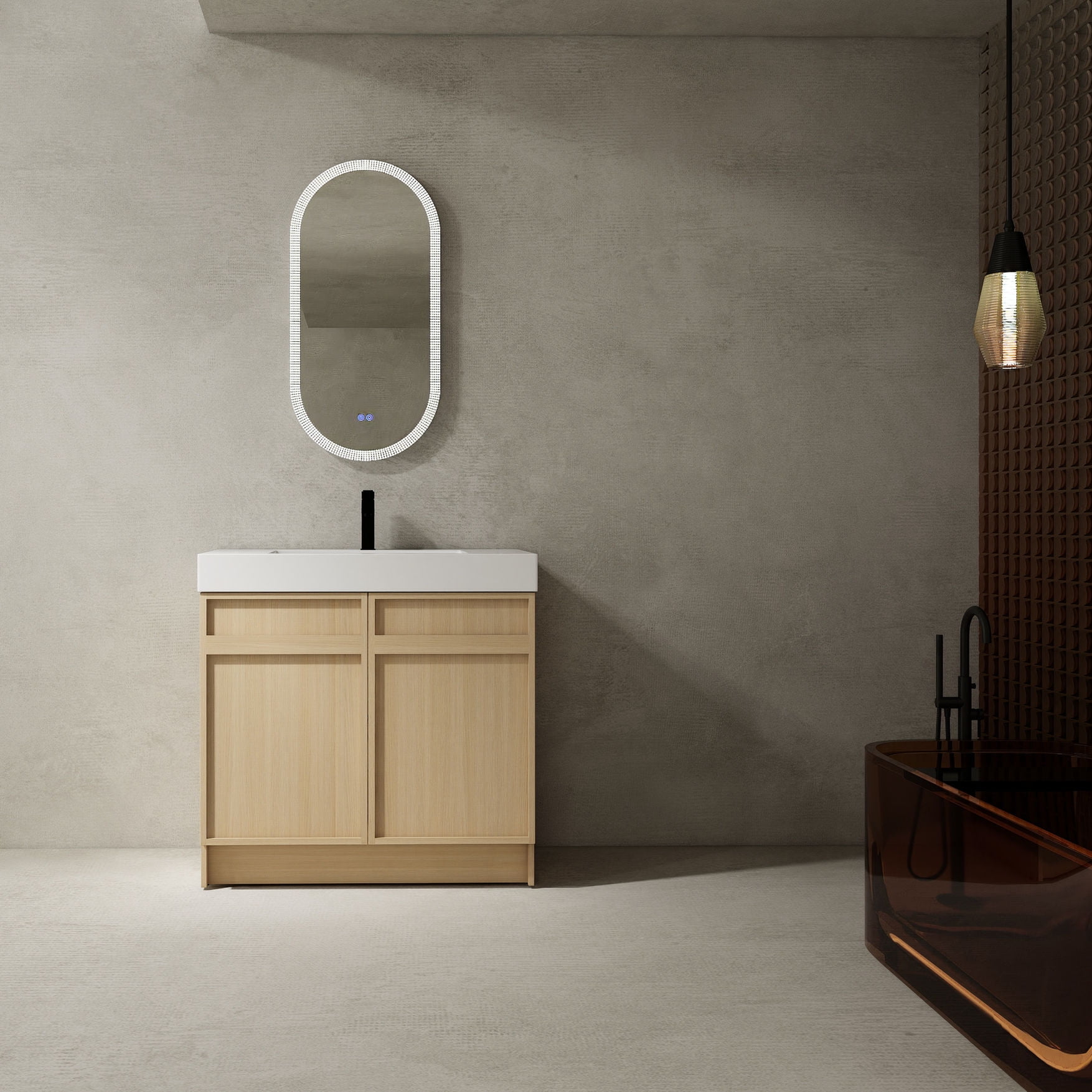 Bathroom Vanity and Sink / Soft-Closing Doors, Easy to Clean / Ideal ...