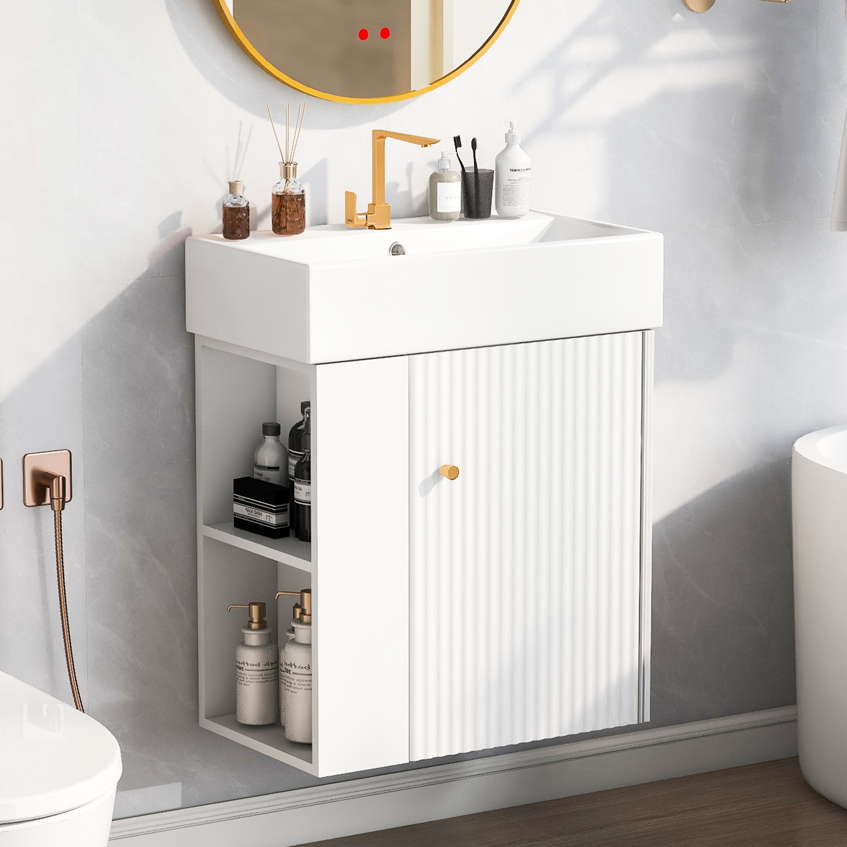 Bathroom Vanity with Side Storage / Soft close door, side compartment ...