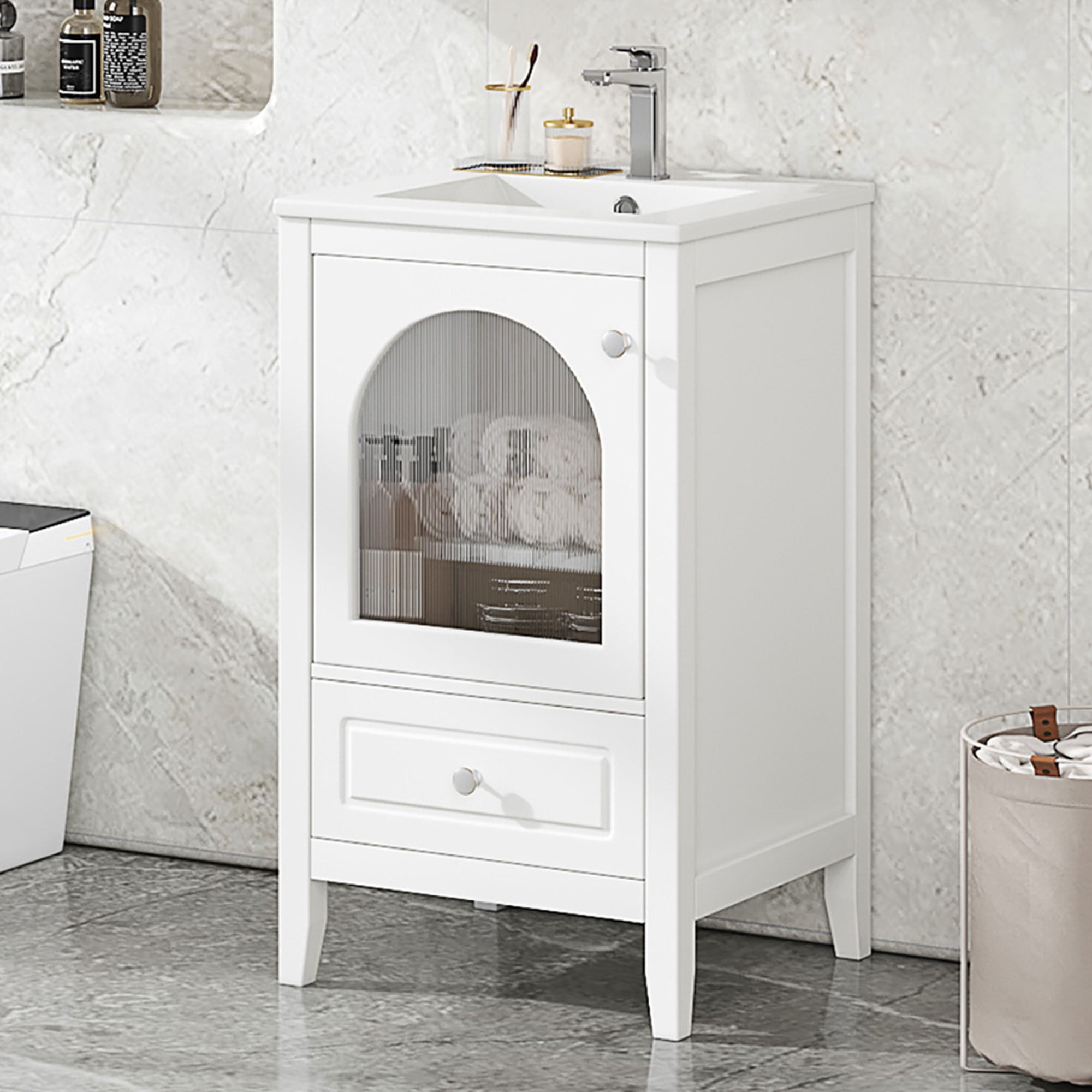 Bathroom Vanity with Sink, 20Inch Modern Freestanding Bathroom Storage ...