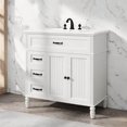 Bathroom Vanity with Sink, Clean White 36 Inch Freestanding Storage ...