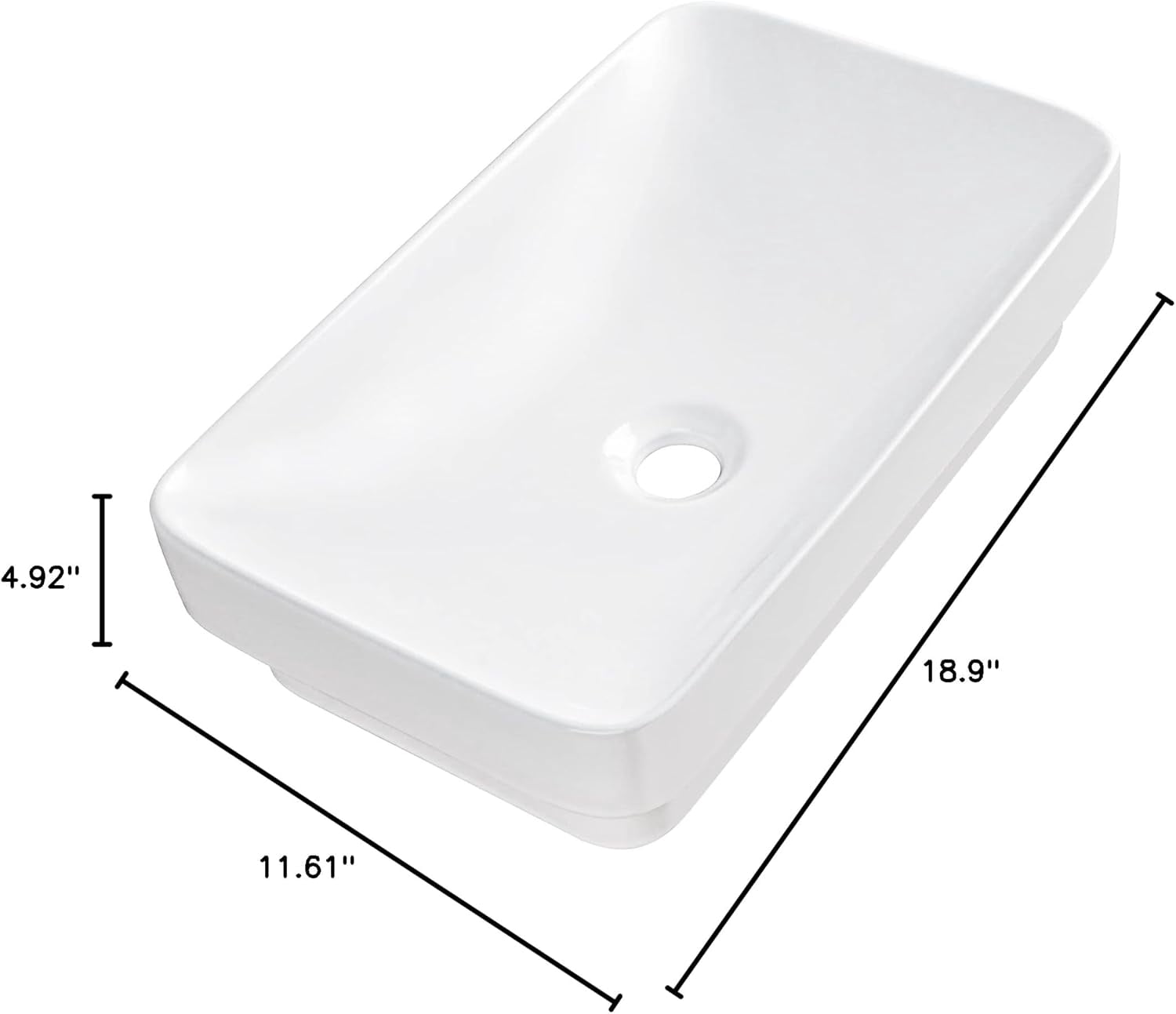 Bathroom Vessel Sink, 19.29'' x 11.81'' x 4.72'' Semi Recessed Bathroom ...