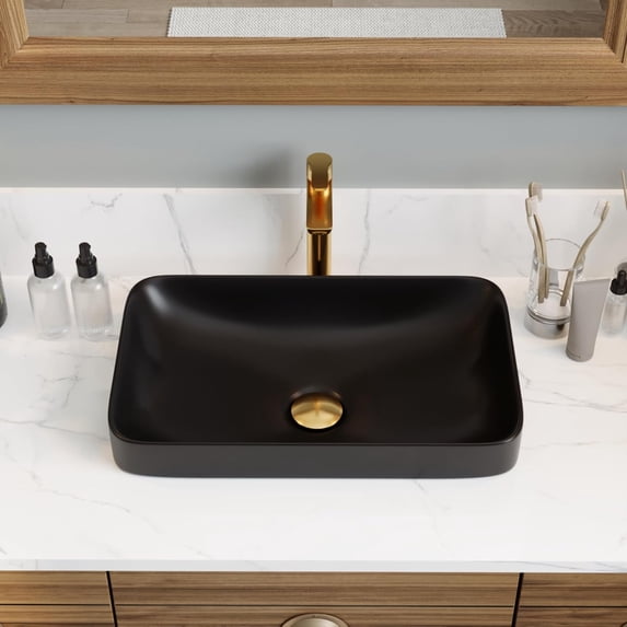 Bathroom Vessel Sink, 19.29'' x 11.81'' x 4.72'' Semi Recessed Bathroom ...