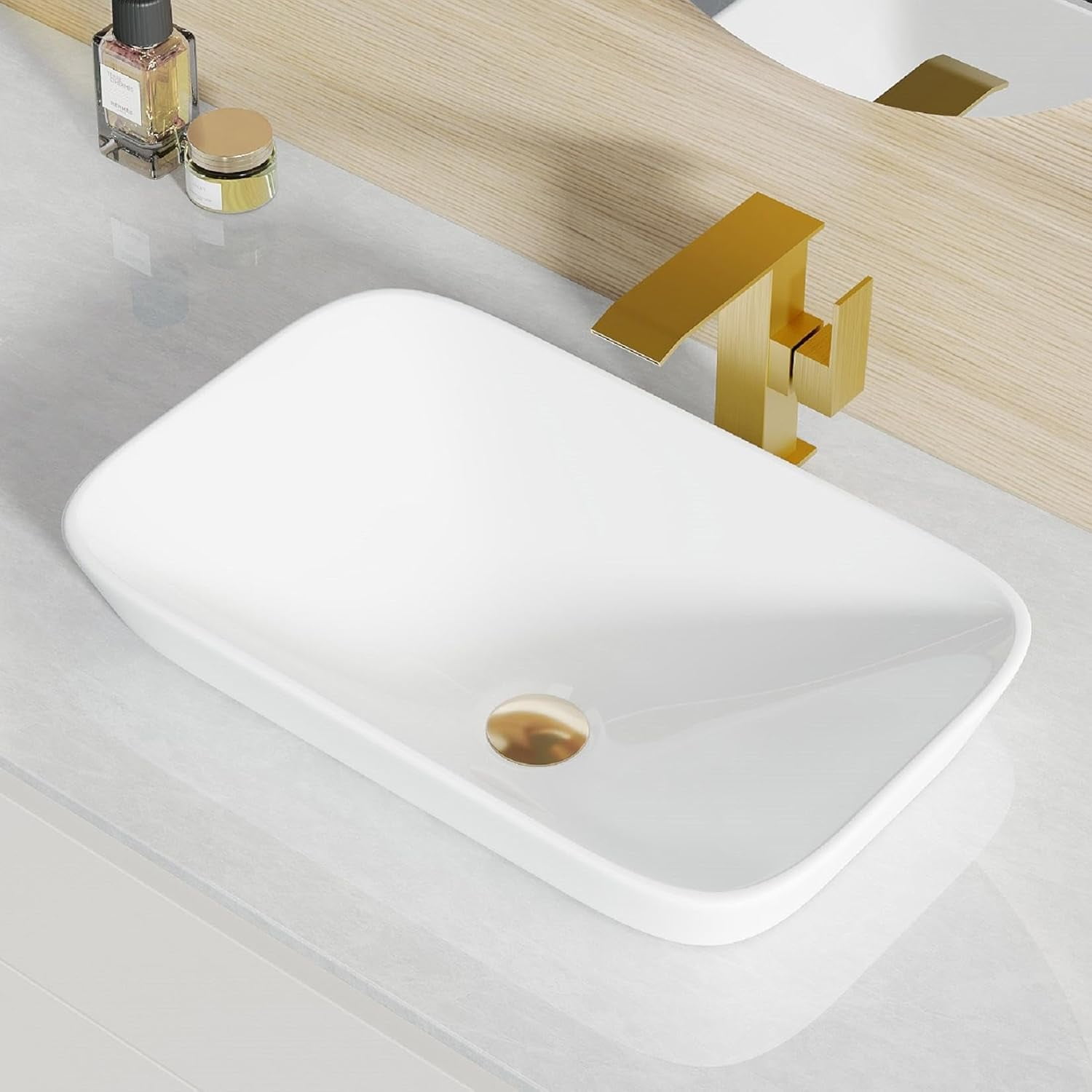 Bathroom Vessel Sink, Eridanus 21" x 13" Semi-Recessed Bathroom Sink ...
