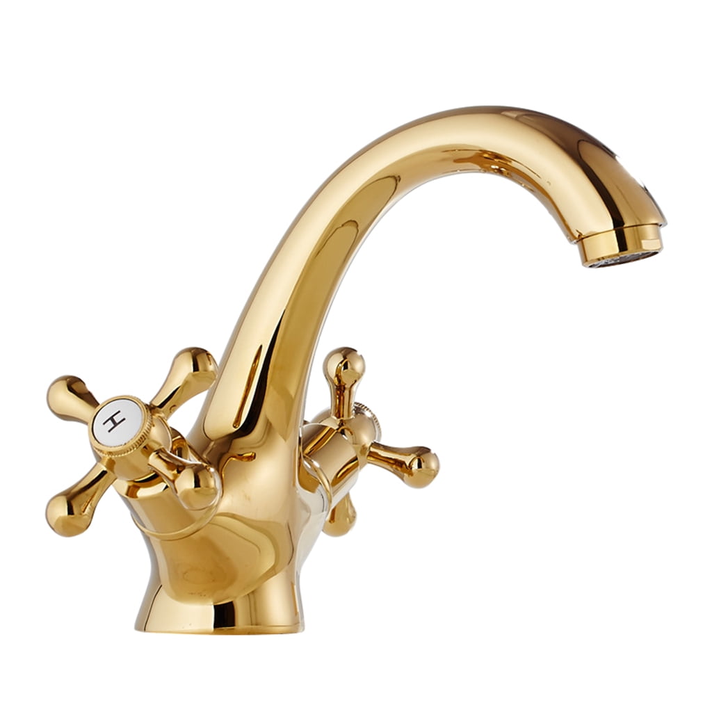 Bathroom Vessel Sink Faucet Double Handle Two Knobs Mixer Basin Tap Hot ...