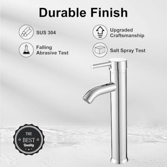 Bathroom Vessel Sink Faucet Modern Basin Mixer Tap Chrome Tall Body ...