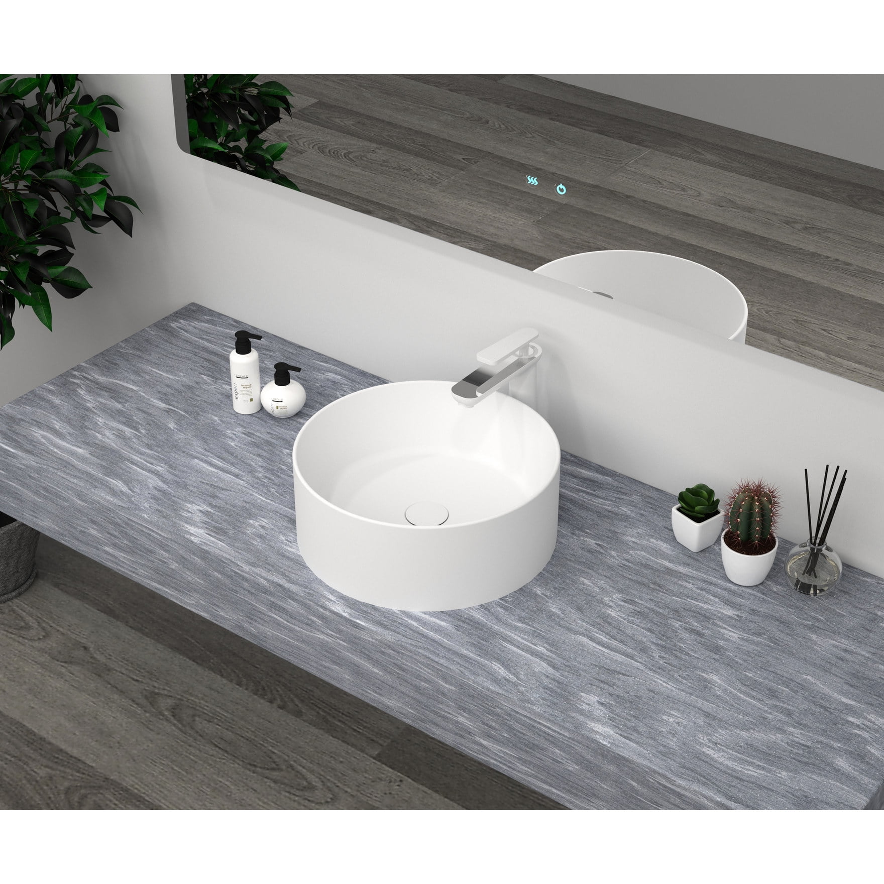 Bathroom Vessel Sink / Matte White Finish, Solid - to - the - Core ...