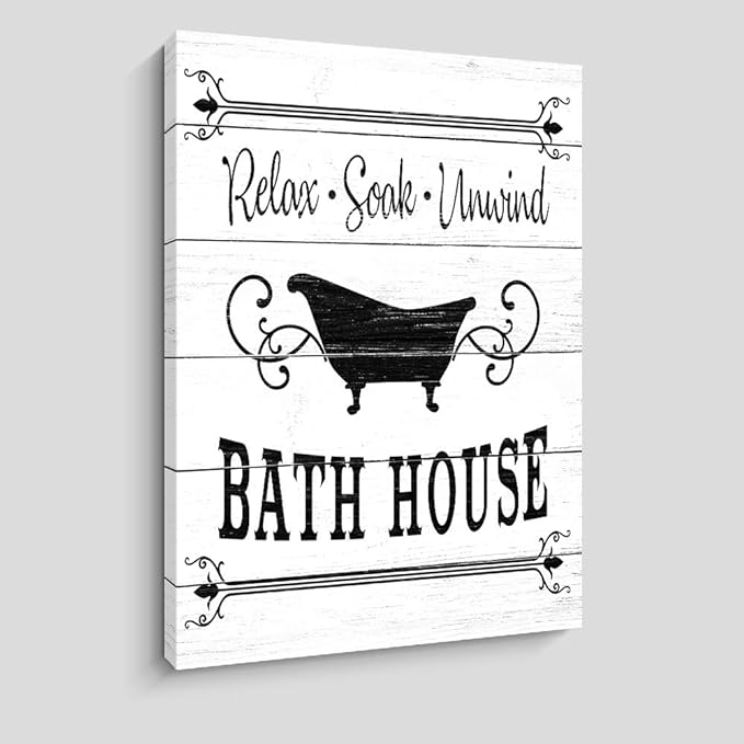 Bathroom Wall Art Bathroom Wall Decor Vintage Canvas Prints Bath House ...