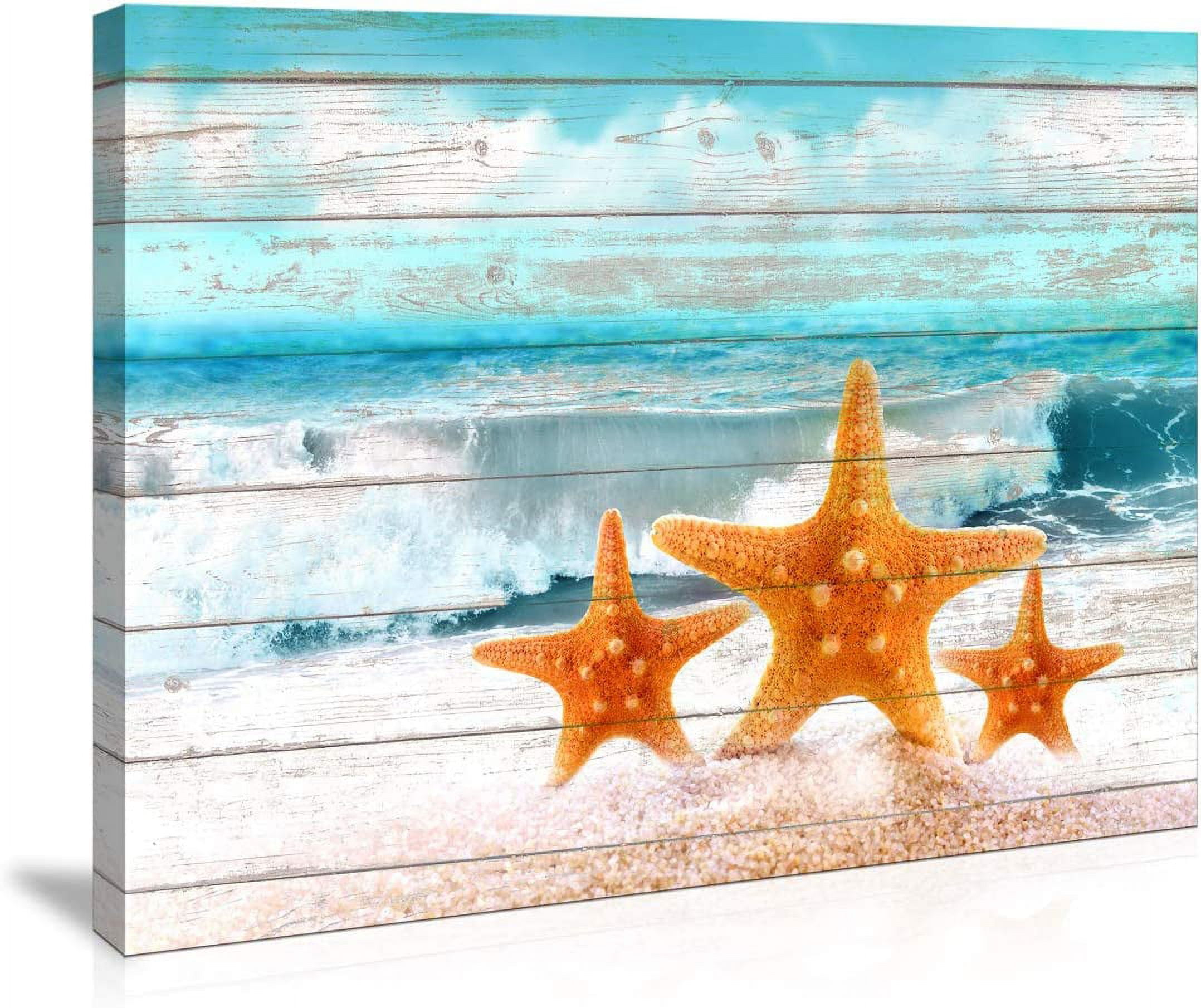 Bathroom Wall Art Board Beach Sea Starfish Wall Decor Bedroom Decor ...