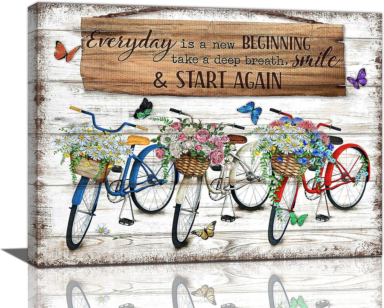 Bathroom Wall Art Farmhouse Bathroom Decor Country Bicycle Flower Wall ...