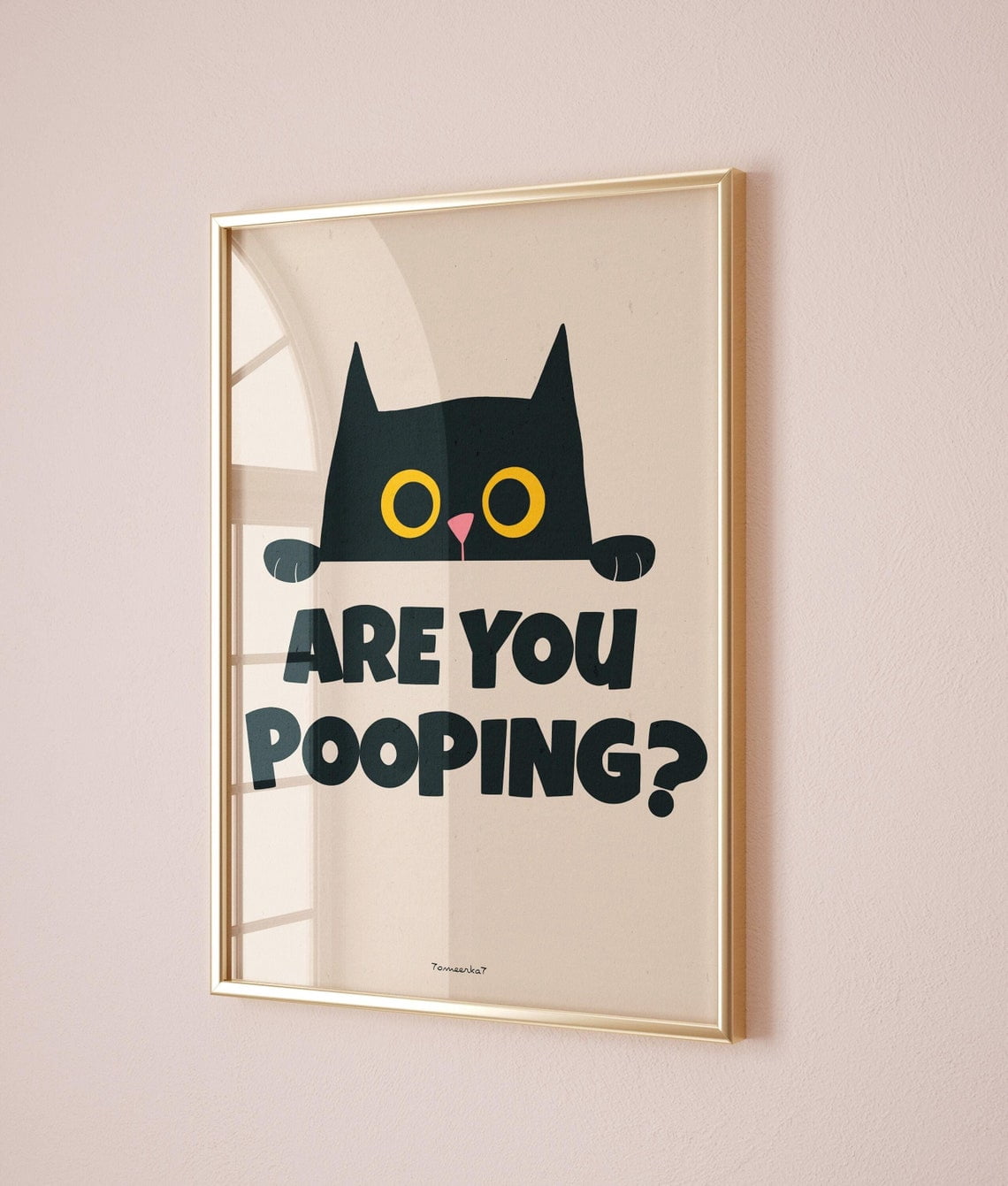 Bathroom Wall Art Funky Quote Tet Black Cat Poster Retro Dopamine Decor ...