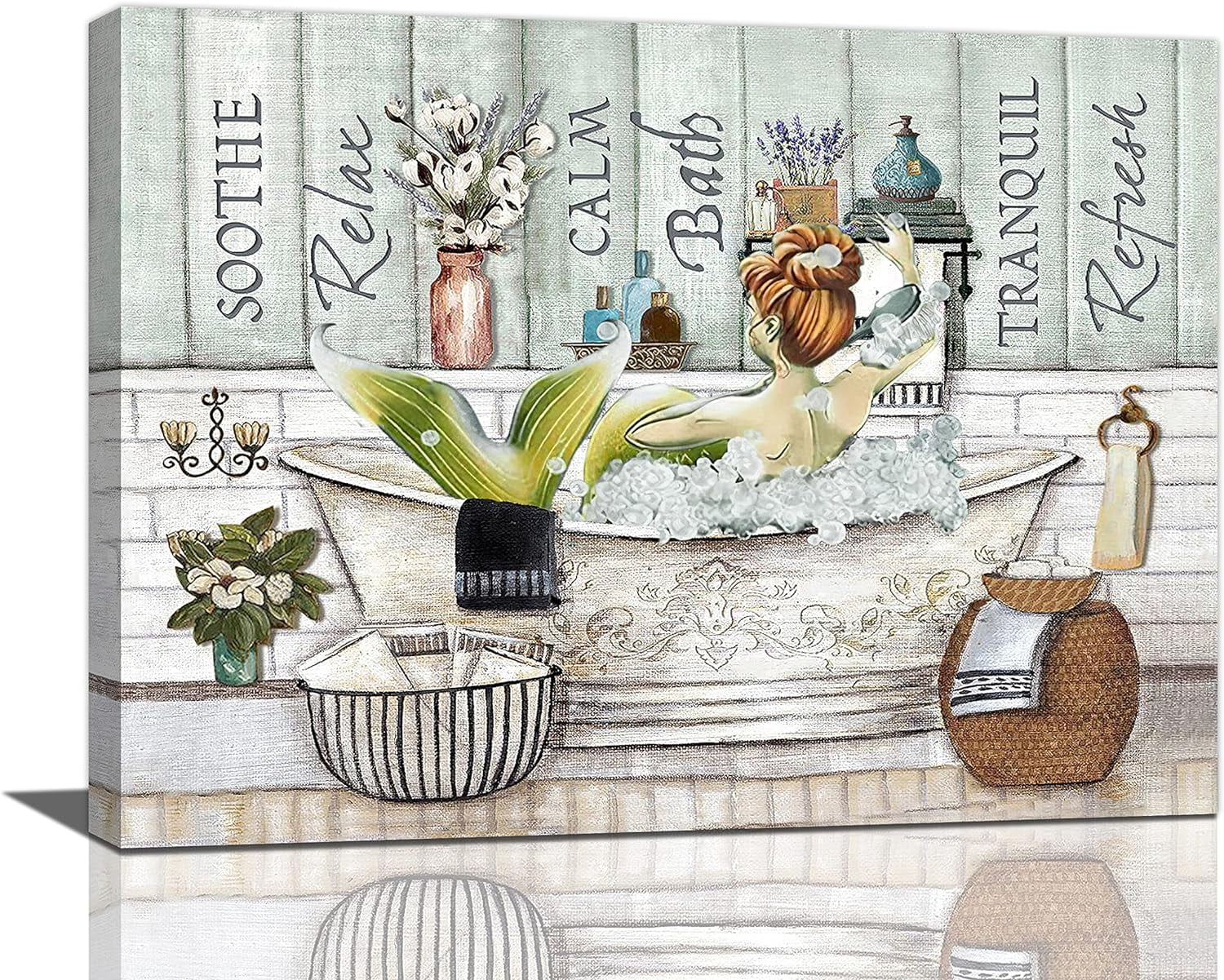 Bathroom Wall Art Funny Bathroom Mermaid Girl Bath Pictures Wall Decor ...