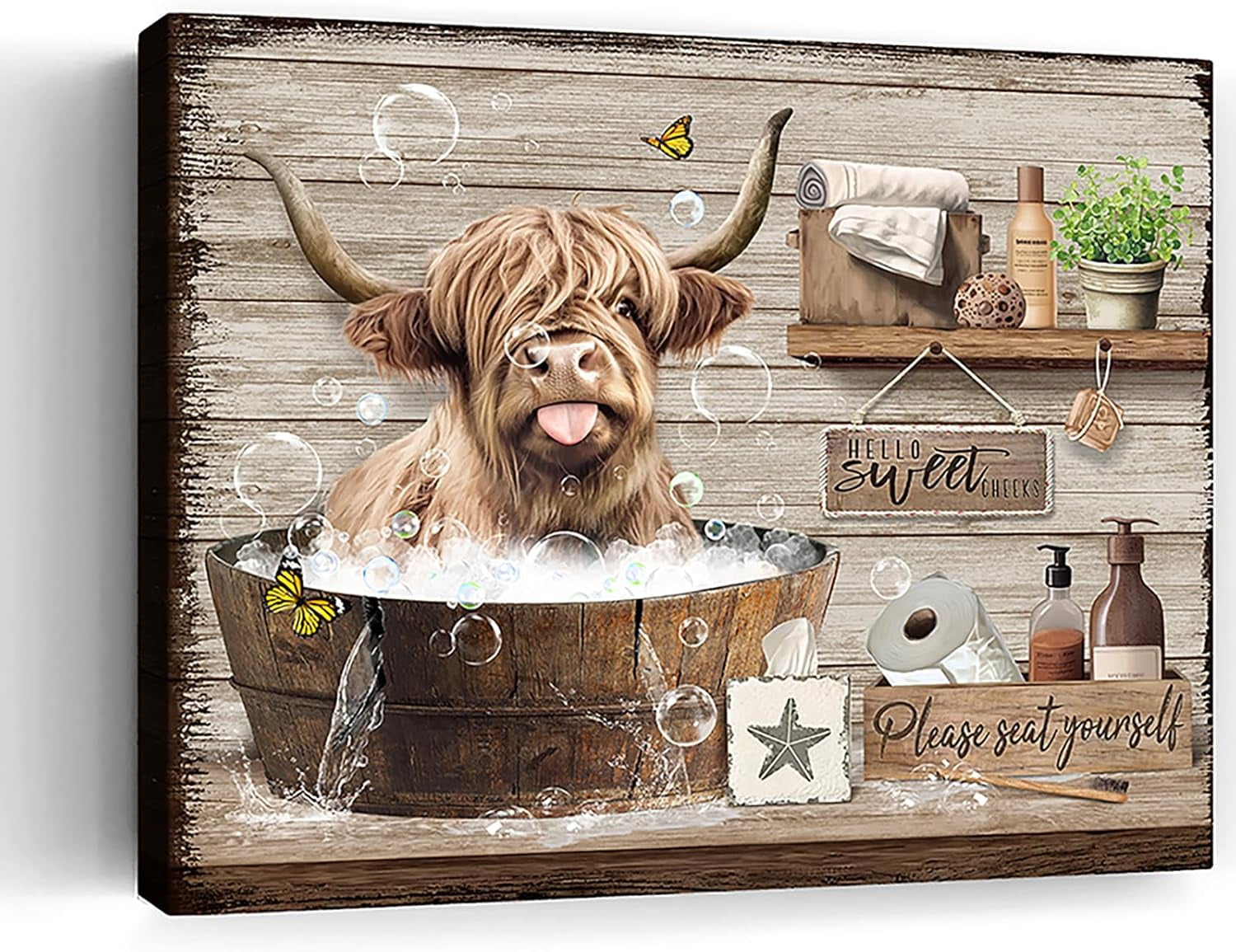 Bathroom Wall Art Funny Highland Cow Wall Art Farmhouse Bathroom Decor ...