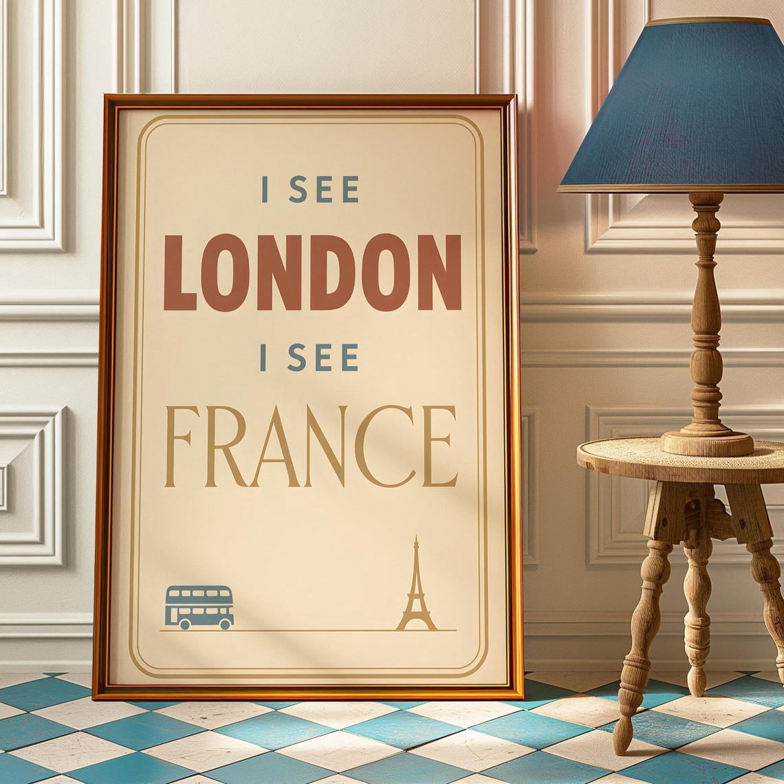 Bathroom Wall Art I See London I See France Retro Cheeky Toilet Sign ...