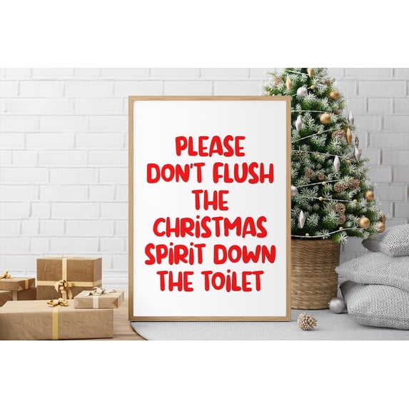 Bathroom Wall Art Please Don T Flush The Spirit Down Tet Red Quote ...