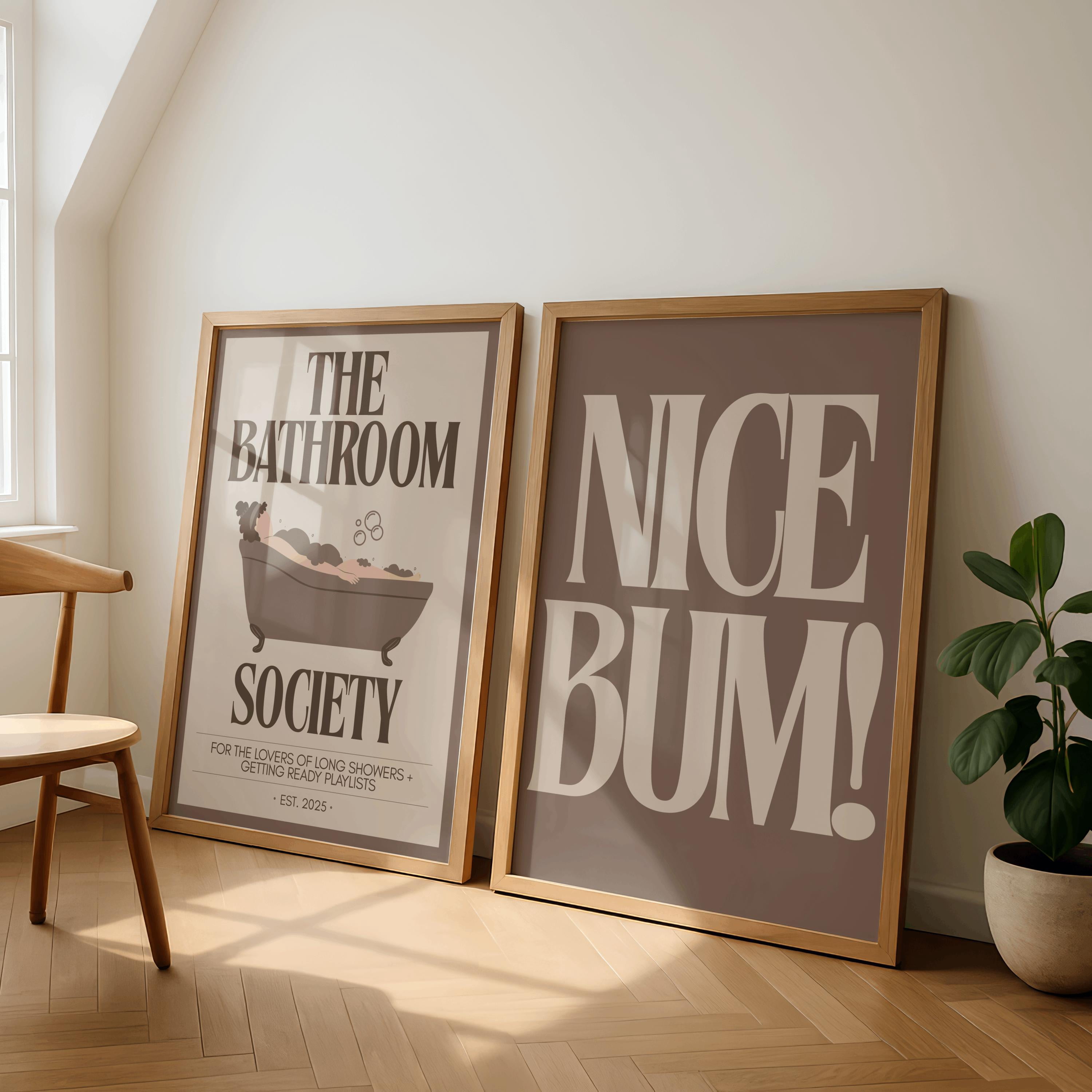 Bathroom Wall Art Set, The Bathroom Society Print, Nice Bum Poster ...