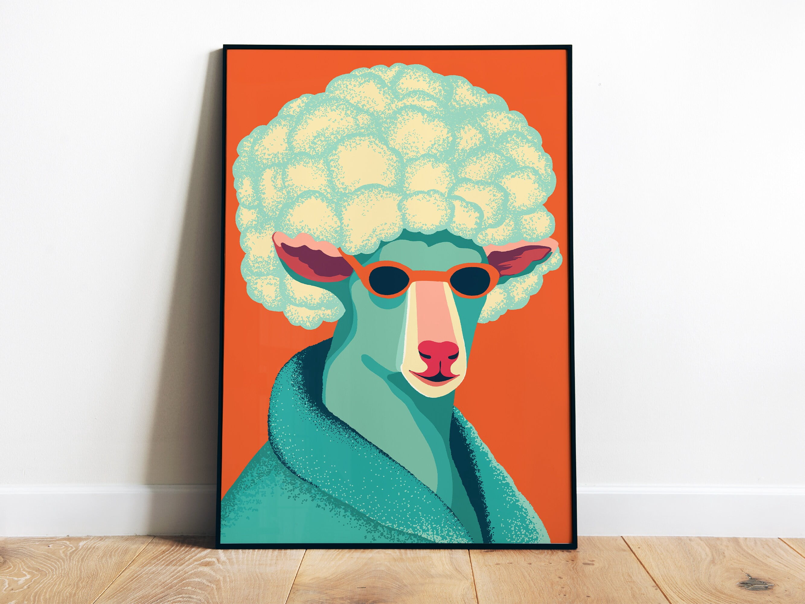 Bathroom Wall Art Swimming Print Sheep Art Colorful Art Prints Retro ...
