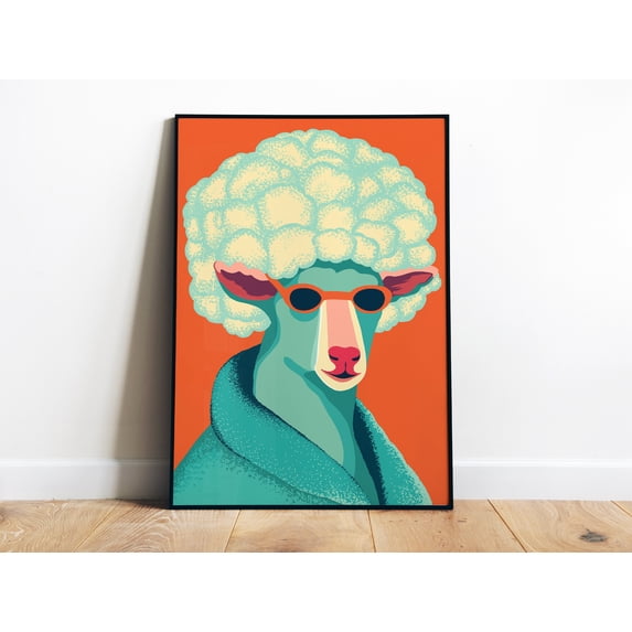 Bathroom Wall Art Swimming Print Sheep Art Colorful Art Prints Retro ...