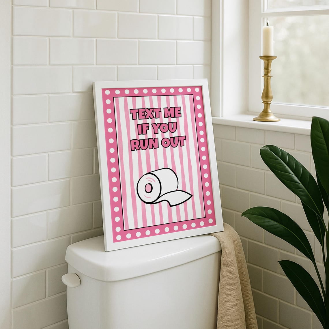 Bathroom Wall Art Text Me If You Run Out Pink Bathroom Decor Toilet ...