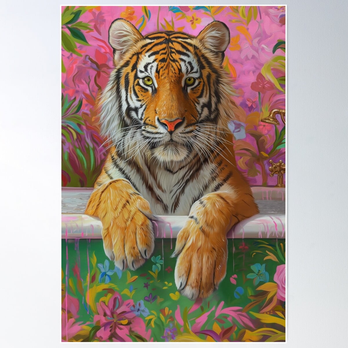 Bathroom Wall Art Tiger Taking A Bath Poster Dopamine Decor Poster Wall ...