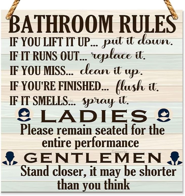 Bathroom Wall Art Wood Sign Bathroom Sign Wood Farmhouse Rustic Wooden ...