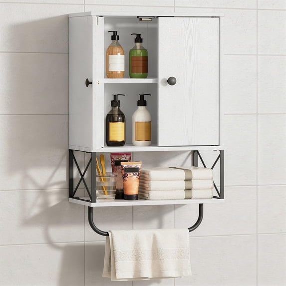 Bathroom Wall Cabinet with 2 Door and Adjustable Shelf, Farmhouse ...