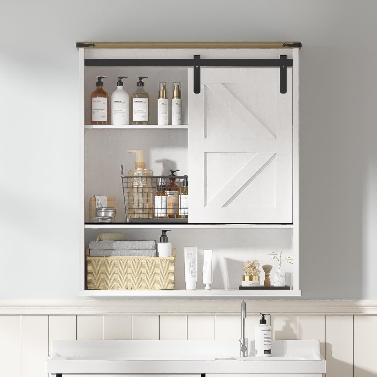 Bathroom Wall Cabinet, Bathroom Storage Cabinet with Doors & Adjustable ...