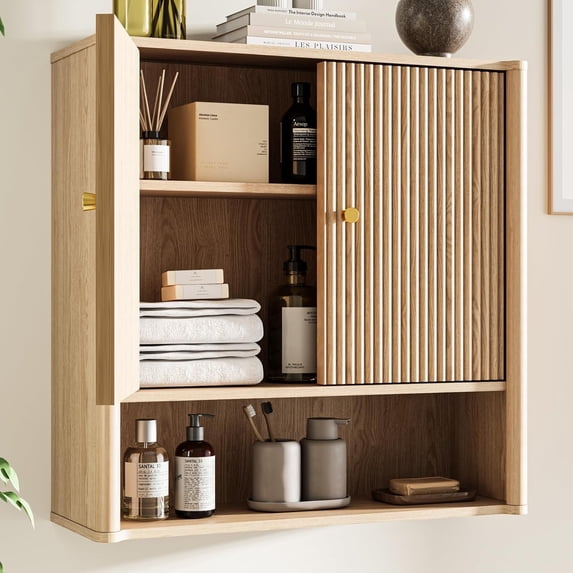 Bathroom Wall Cabinet, Medicine Cabinet with Adjustable Wood Shelf ...