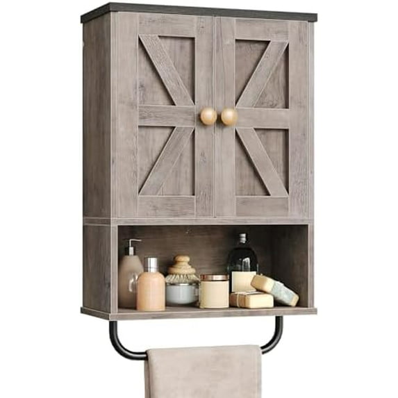 Bathroom Wall Cabinet, Medicine Cabinet with Open Partition and Towel ...