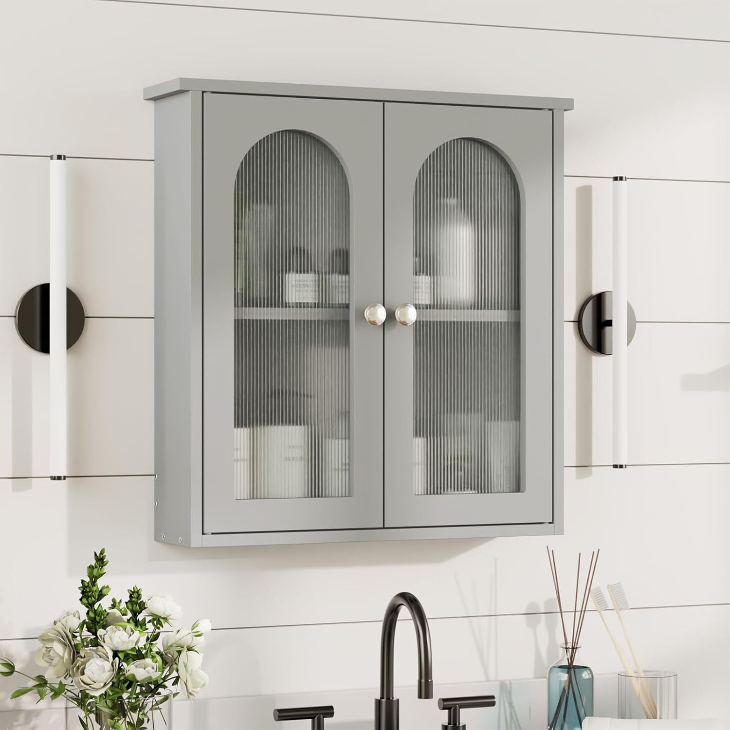 Bathroom Wall Cabinet,Medicine Cabinets Wall Mounted with Arched ...