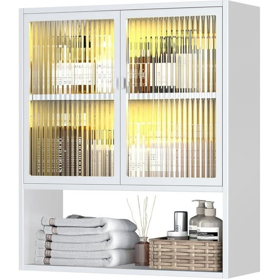 Bathroom Wall Cabinet,Metal Medicine Cabinet with Glass Doors,Wall ...
