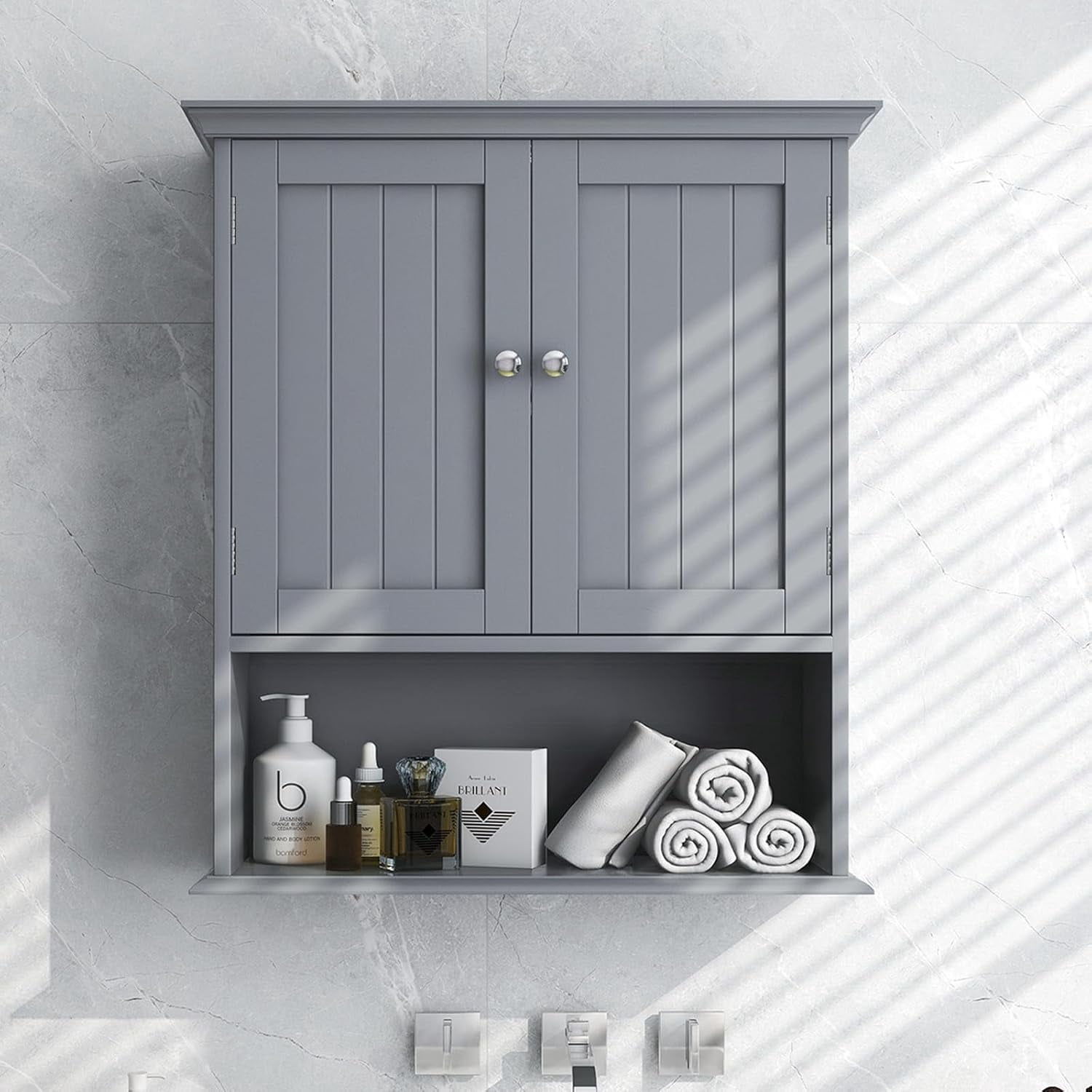 Bathroom Wall Cabinet, Over The Toilet Storage Cabinet with 2 Doors, 3 ...