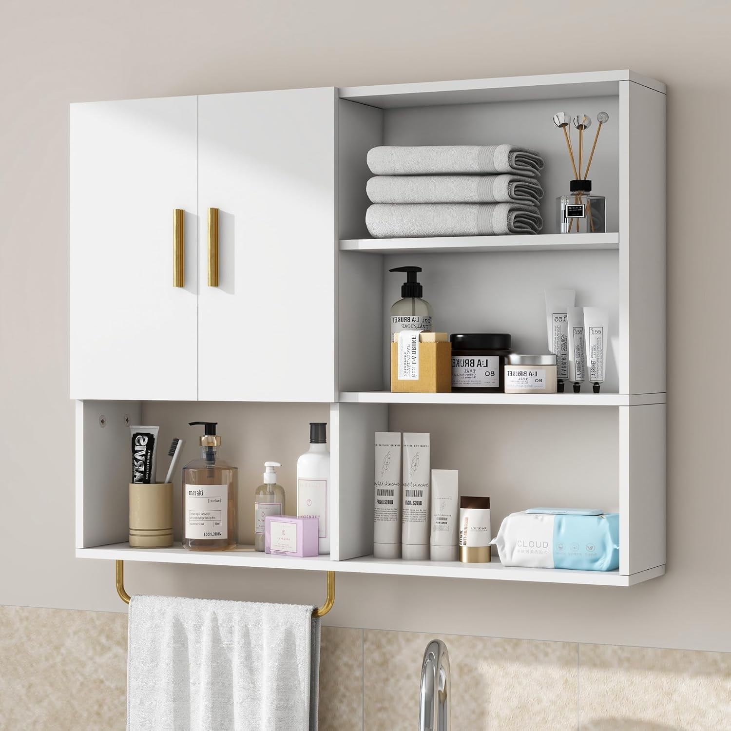 Bathroom Wall Cabinet Wood Large Wall Mounted Medicine Cabinet with 2 ...