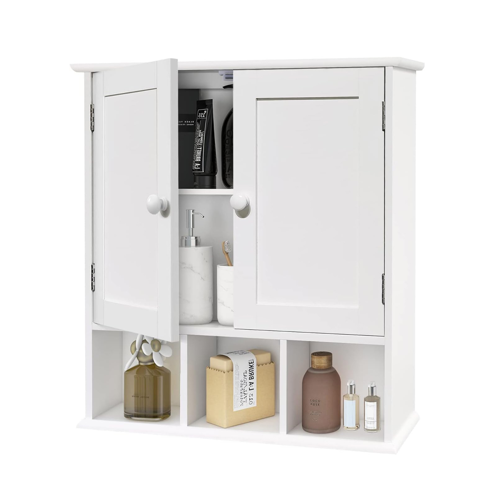 Gymax Toilet Tissue Storage Tower Bathroom Storage Floor Cabinet w/ 4 ...