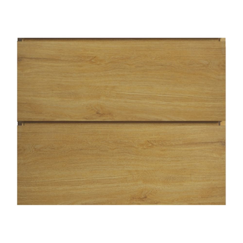 Bathroom Wall Cabinet with Integrated Handle, 2 Drawers and Natural Oak ...