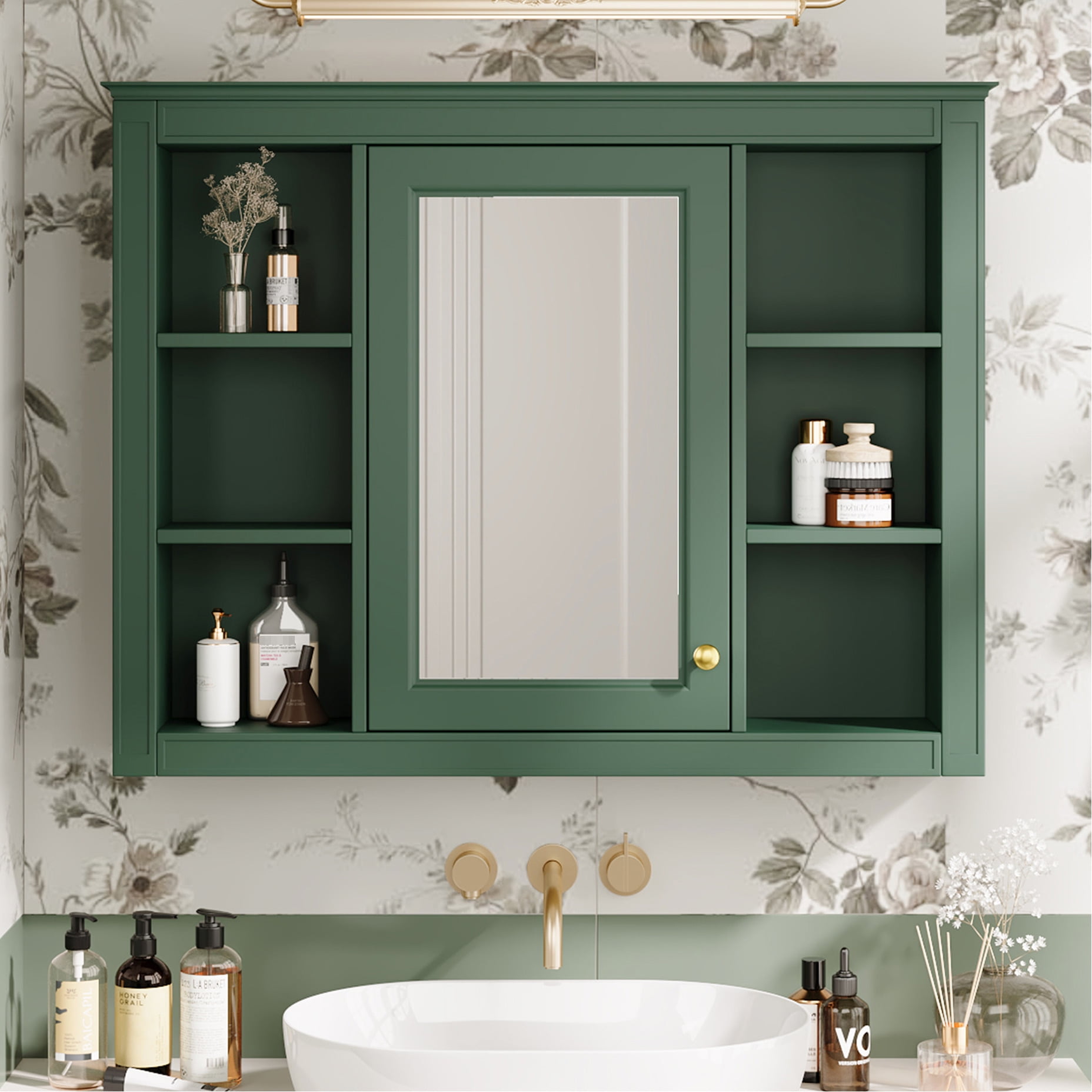 Bathroom Wall Cabinet with Mirror / 35'' x 27.5'' Size, Easy Assembly ...