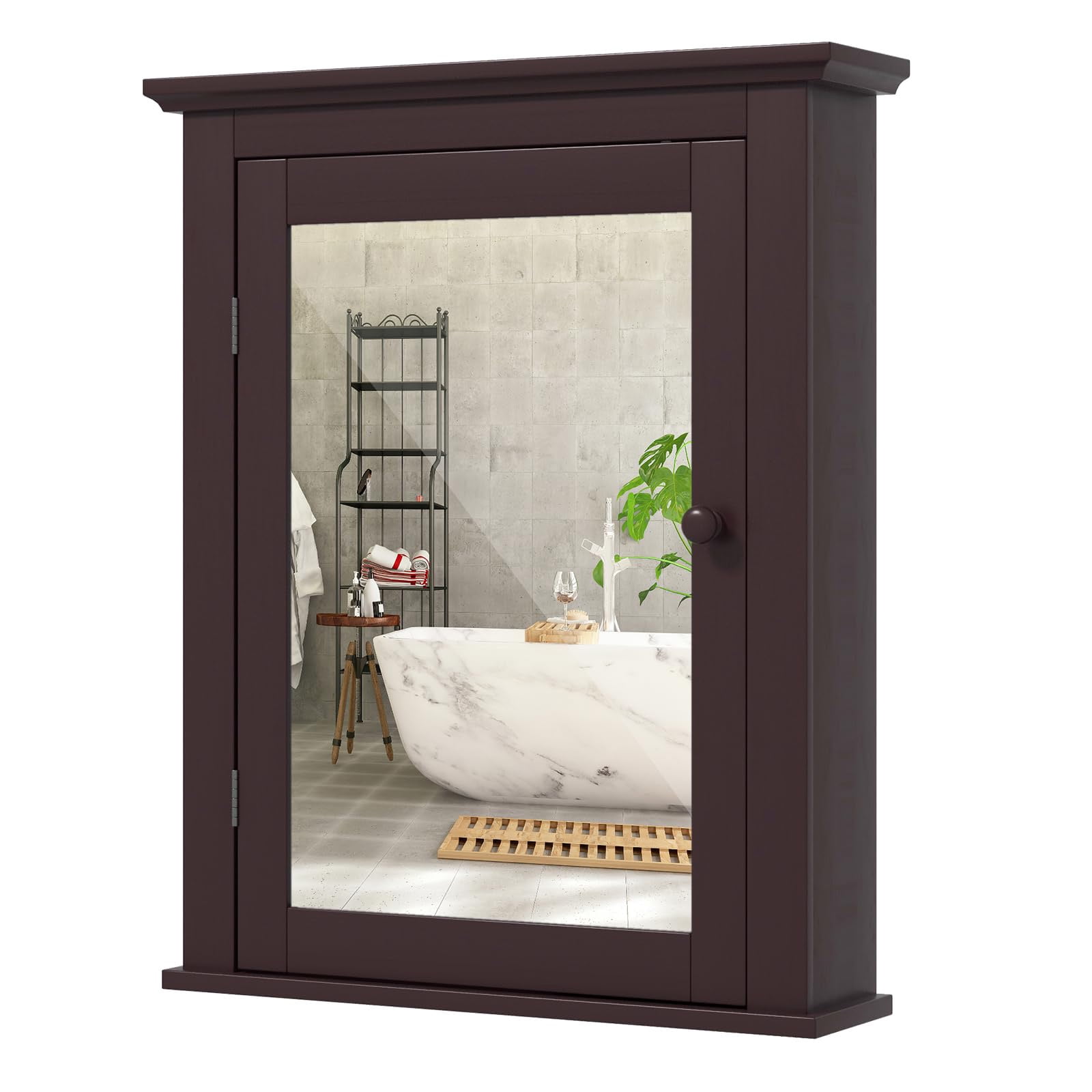 Bathroom Wall Cabinet with Mirror, Storage Organizer with Adjustable ...