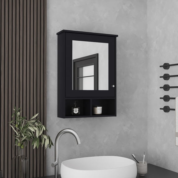 Bathroom Wall Cabinet with Mirrored Door | Three Concealed and Two Open ...