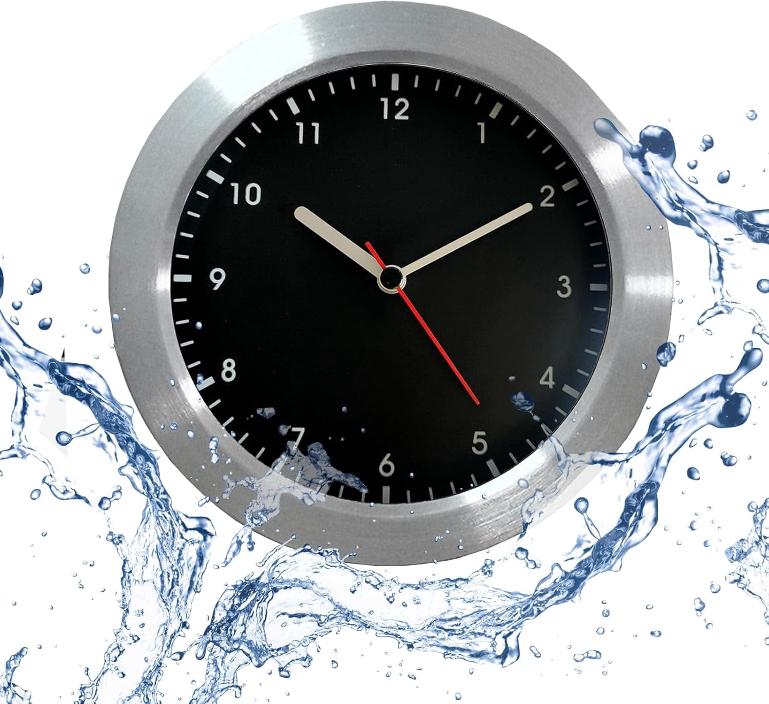 Bathroom Wall Clock, Indoor Waterproof Wall Clock with Suction Cup ...