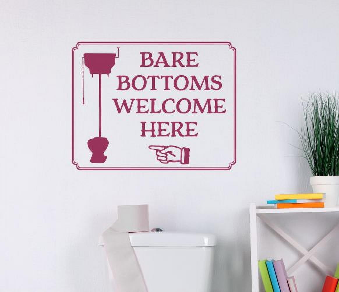 Bathroom Wall Decor Bare Bottoms Welcome Fun Decal Sticker Camper Quote ...